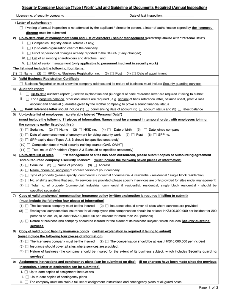 Fillable Online sb gov Security Company Licence (Type III Work) List ...