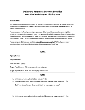 Fillable Online hpcdelaware Centralized Intake Program Eligibility Form ...