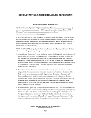 Fillable Online CONSULTANT NDA (NON DISCLOSURE AGREEMENT) Fax Email ...