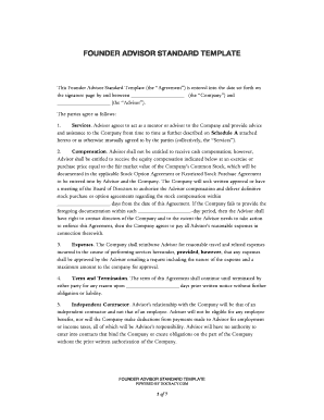 Fillable Online FOUNDER ADVISOR STANDARD TEMPLATE - Docracy Fax Email ...