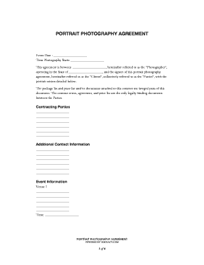 Fillable Online PORTRAIT PHOTOGRAPHY AGREEMENT - docracy.com Fax Email ...