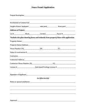Fillable Online Fence Permit Application - oakislandnc.com Fax Email ...