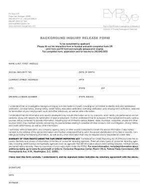 Fillable Online baCkground inquiry releaSe form - eye2eyeinvestigations ...