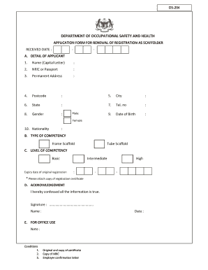 Fillable Online dosh gov department of occupational safety and health ...