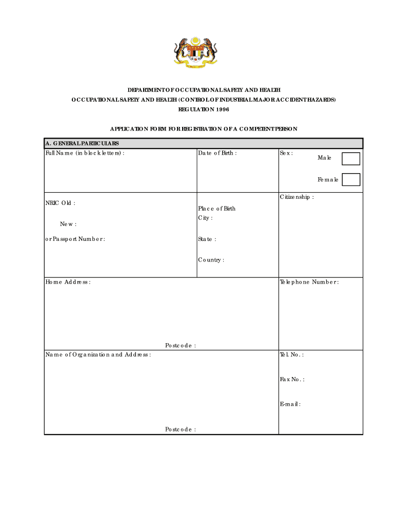 Fillable Online dosh gov GUIDELINES ON THE RENEWAL OF COMPETENT PERSONS ...