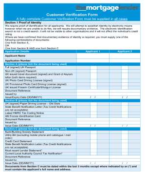 Fillable Online The Mortgage Lender Customer Verification Form Fax ...