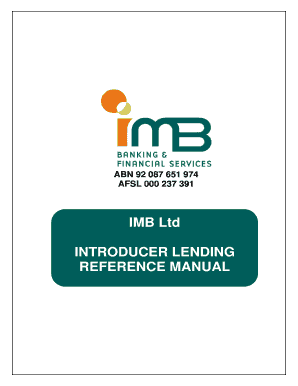 Fillable Online IMB Ltd INTRODUCER LENDING REFERENCE MANUAL Fax Email ...