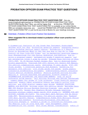 Fillable Online Probation Officer Exam Practice Test Questions ...