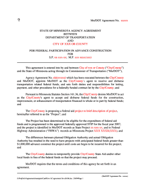 Fillable Online dot state mn Mn/DOT Agreement No. xxxxx STATE OF ...