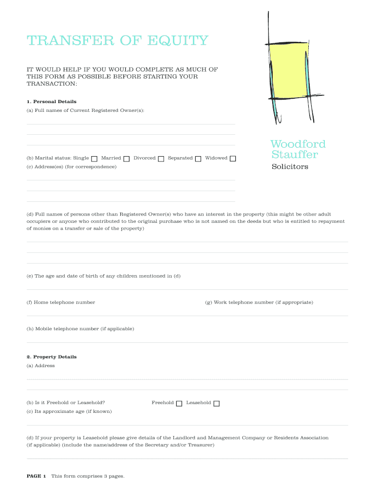 Fillable Online woodfordstauffer co transfer of equity - Woodford ...