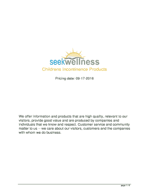 Fillable Online Childrens Incontinence Products. Childrens Incontinence ...