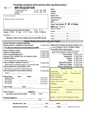 Fillable Online rmh **Incomplete requisitions will be returned, which ...