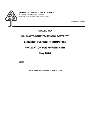Fillable Online pausd Parcel Tax COC Application - pausd.org Fax Email Print - pdfFiller