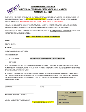 Fillable Online 4H/FFA Camping Form Fax Email Print - pdfFiller