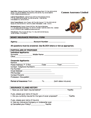 Fillable Online money insurance proposal form Fax Email Print - pdfFiller