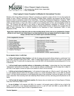 Fillable Online oria gmu Clean Laptop & License Exception Certification ...