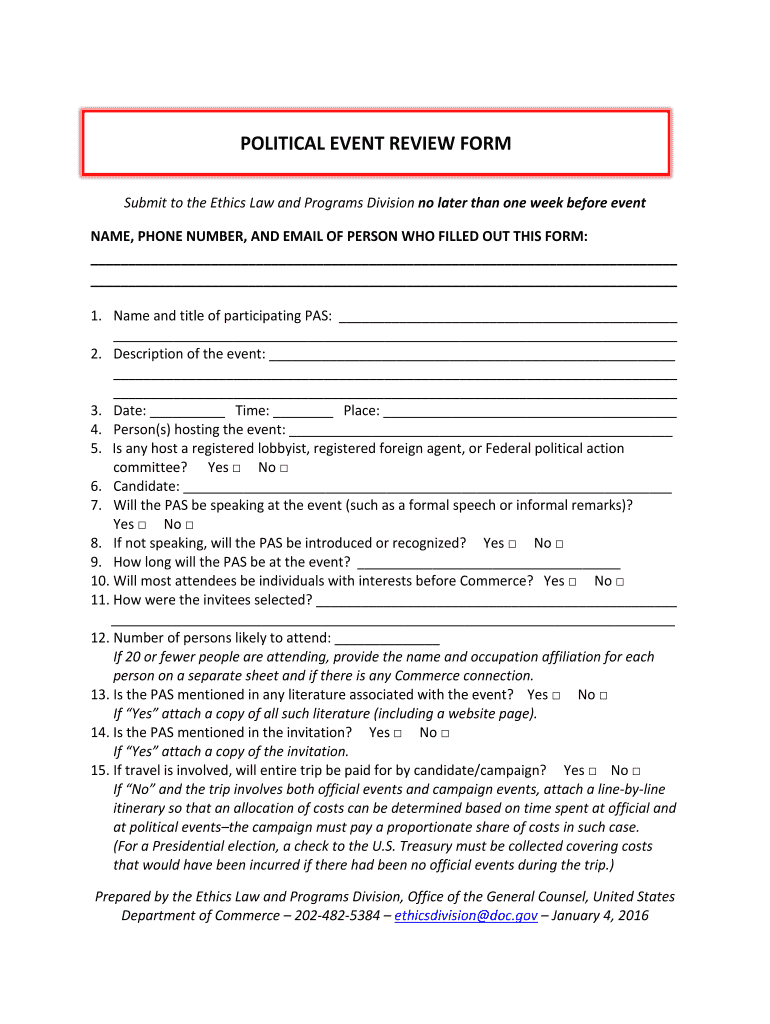 Fillable Online political event review form - Office of the General ...