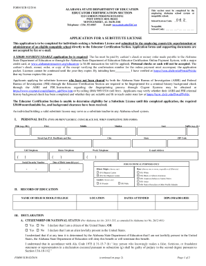 Fillable Online tallapoosak12 FORM SUB 02/2016 ALABAMA STATE DEPARTMENT ...