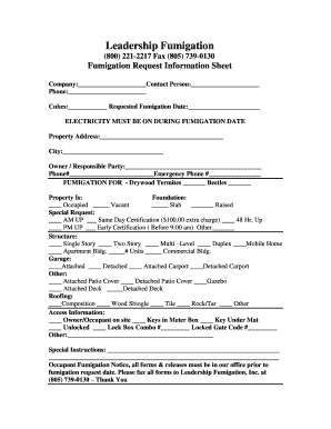 Fillable Online Request Form - leadership Fumigation Fax Email Print ...