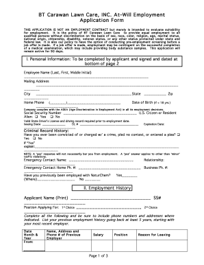 Fillable Online Employee application - BT Carawan Fax Email Print ...