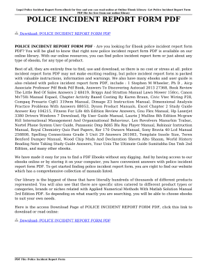 Fillable Online POLICE INCIDENT REPORT FORM PDF. POLICE INCIDENT REPORT ...