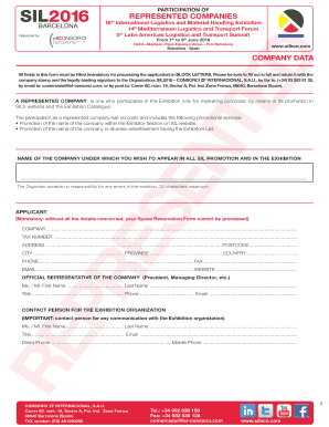 Fillable Online download sil 2016 represented companies form Fax Email ...