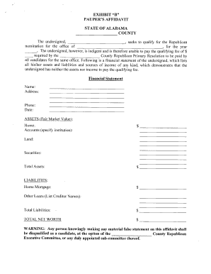 Fillable Online PAUPER'S AFFIDAVIT Fax Email Print - pdfFiller