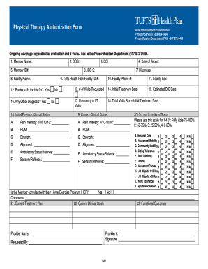 Fillable Online Physical Therapy Authorization Form - Fitzgerald ...