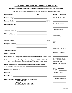 Fillable Online kentcounty FOC REQUEST FOR CONCILIATION SERVICES ...