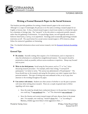 Fillable Online Writing a Formal Research Paper in the Social Sciences ...