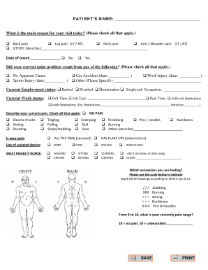 Fillable Online What is the main reason for your visit today? (Please ...