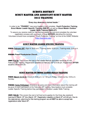 Fillable Online bsa-gsmc echota district scout master and assistant ...