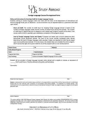 Fillable Online ualr Foreign Language Course Pre-Approval Form - UALR ...