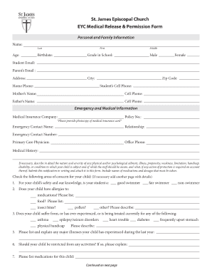 Fillable Online stjamesbr St. James Episcopal Church EYC Medical ...