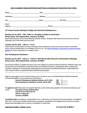 Fillable Online ombuds ku registration form - Ombuds Office - The ...