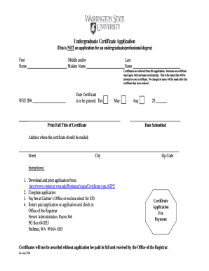 Fillable Online Undergraduate Certificate Application - WSU Graduations ...
