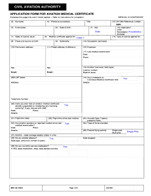 Fillable Online pilotsmedical co Application form for aviation medical ...