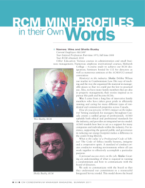 Fillable Online RCM MINI-PROFILES Fax Email Print - pdfFiller