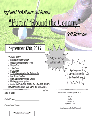 Fillable Online FFA Putt-Putt Scramble Registration Form - BND.com Fax ...