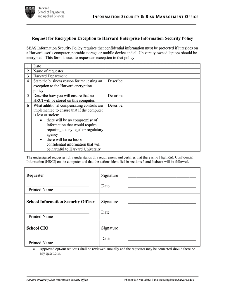 Fillable Online seas harvard Data Security - Harvard University - seas harvard Fax Email Print ...