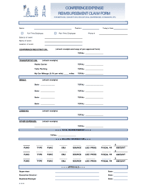 Fillable Online eisencoop CONFERENCE EXPENSE REIMBURSEMENT CLAIM FORM ...