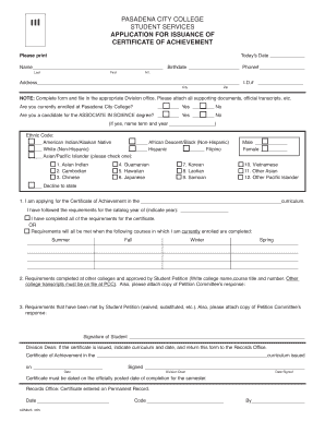 Fillable Online pasadena Issuance Application - Pasadena City College Fax Email Print - pdfFiller
