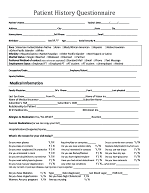 Fillable Online Patient History Questionnaire - Town Vision Fax Email ...