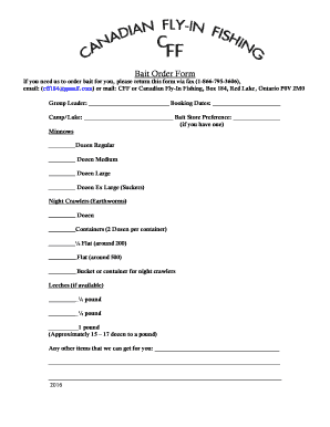 Fillable Online Bait Order Form Fax Email Print - pdfFiller