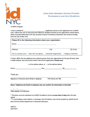 Fillable Online Letter from Homeless Services Provider Permission to ...