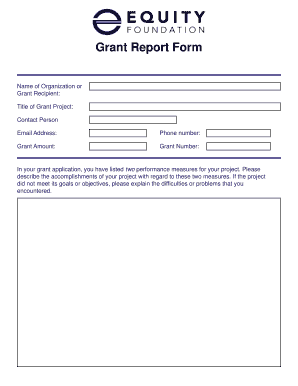 Fillable Online equityfoundation Equity Foundation Grant Report Form ...