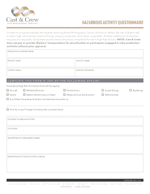 Fillable Online Hazardous Questionnaire Form r3.indd Fax Email Print ...