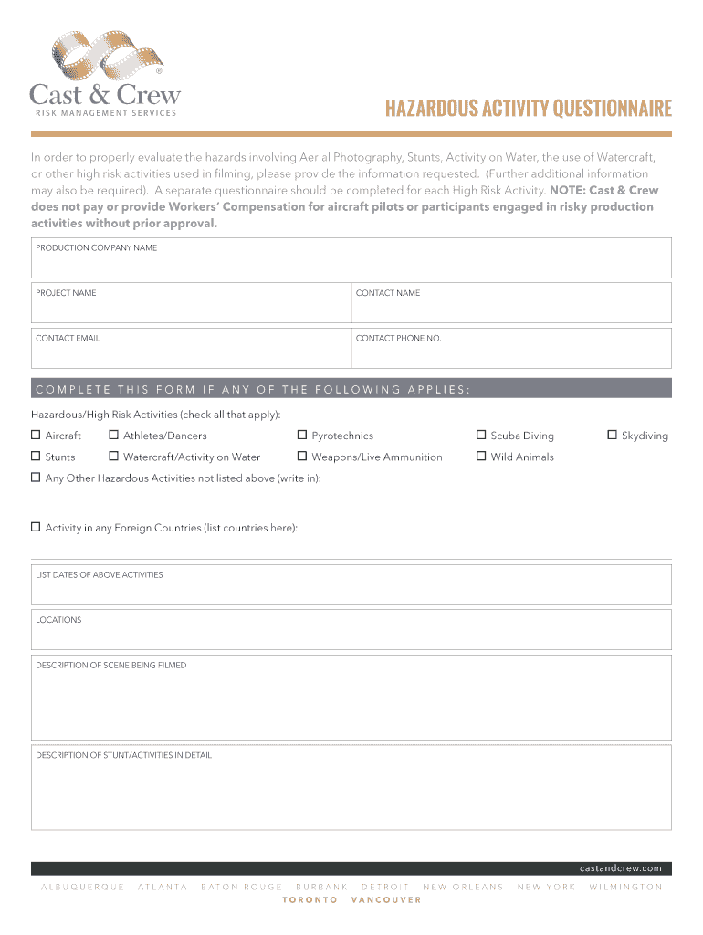 Fillable Online Hazardous Questionnaire Form r3.indd Fax Email Print ...