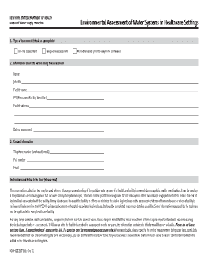 Fillable Online health ny Environmental Assessment of Water Systems in ...