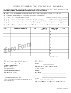 Fillable Online beta ireland anglican expenses refund claim form ...